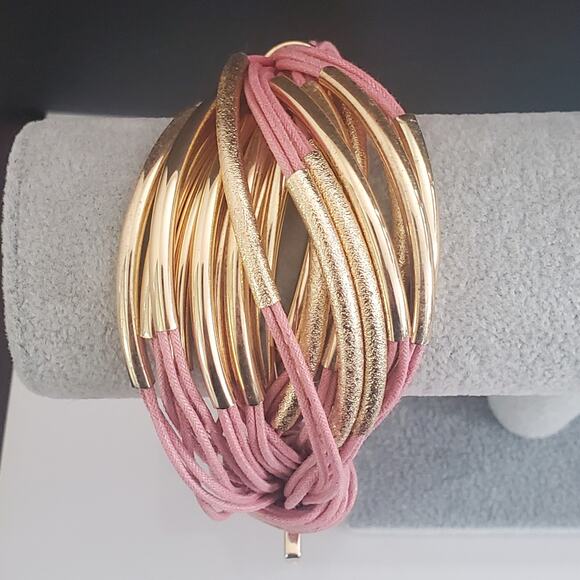SAACHI | Jewelry | Saachi Multistrand Statement Bracelet Pink Cords ...